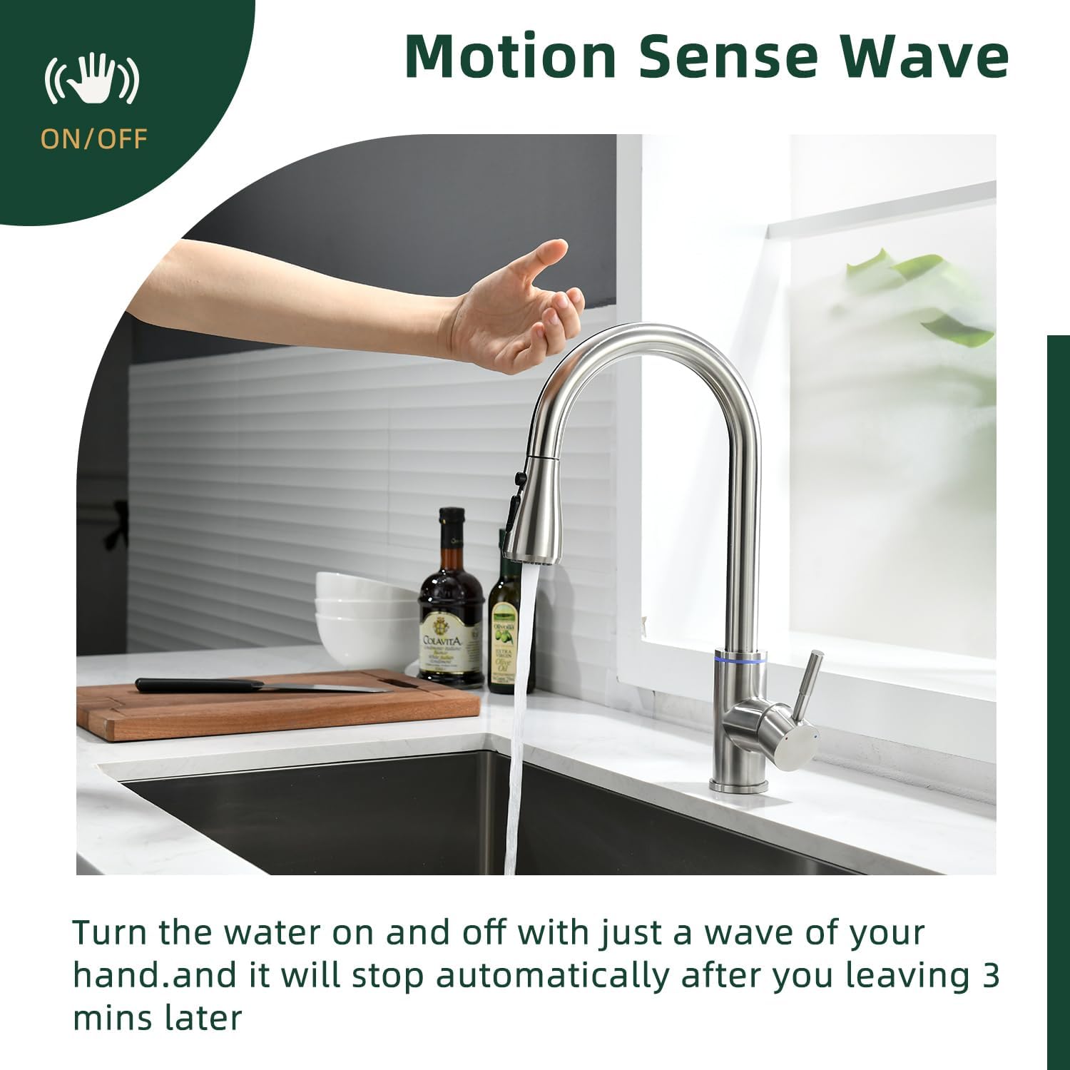HOMESBRAND Kitchen Sink Mixer Tap Pull Out Sprayer with touchable water ...